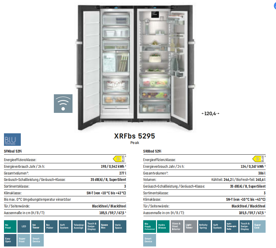 Liebherr利勃海尔 XRFbs 5295 独立式对开门冰箱 - XRFbs 5295