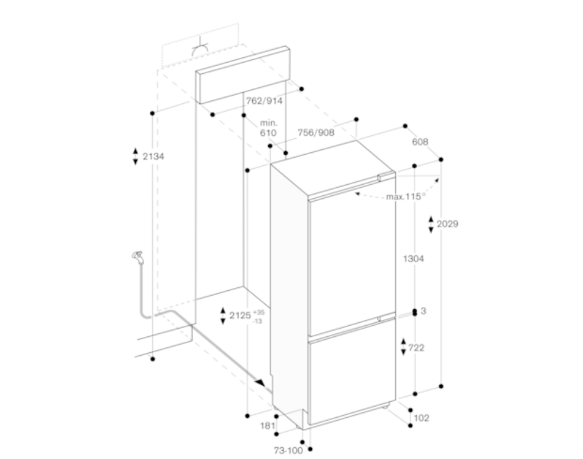 Gaggenau嘉格纳400系列Vario嵌入式单门冰箱RB472305 - RB472305
