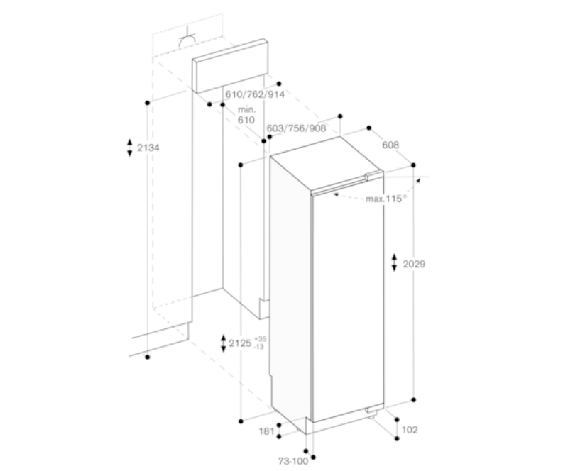 Gaggenau嘉格纳400系列Vario嵌入式单门保鲜冷藏冰箱RC462305 - RC462305