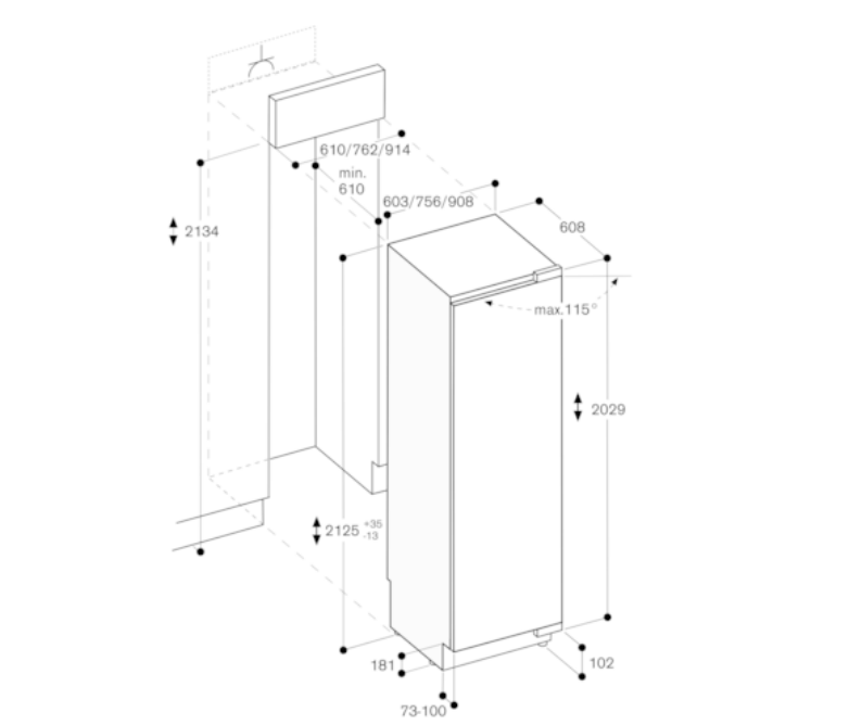 Gaggenau嘉格纳400系列Vario嵌入式单门保鲜冷藏冰箱RC472305 - RC472305