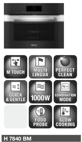 美诺Miele紧凑型微波炉H 7840 BM嵌入式烤箱 - H 7840 BM