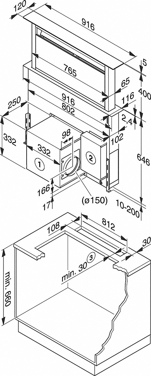 Miele 美诺 DA 6890 隐藏式升降烟机 油烟机 - DA 6890