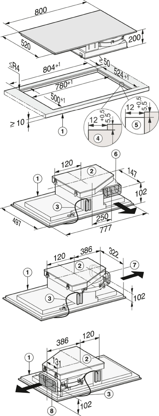 Miele美诺电磁炉机一体机 嵌入式下吸油烟KMDA 7634 FL - KMDA 7634 FL